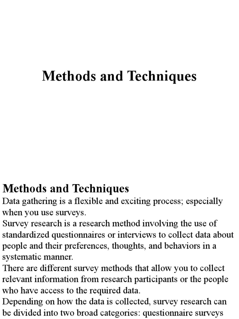 Methods and Techniques | PDF | Survey Methodology | Focus Group