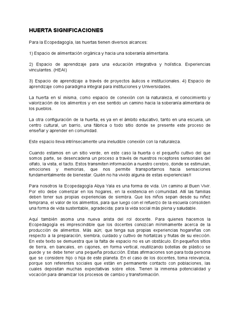 Huerta. Significaciones | PDF | Aprendizaje | Conocimiento