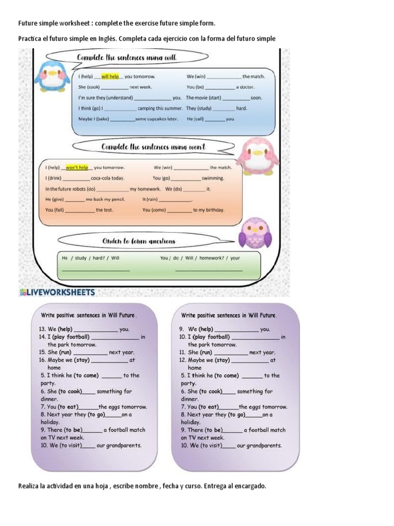 Future simple worksheet | PDF