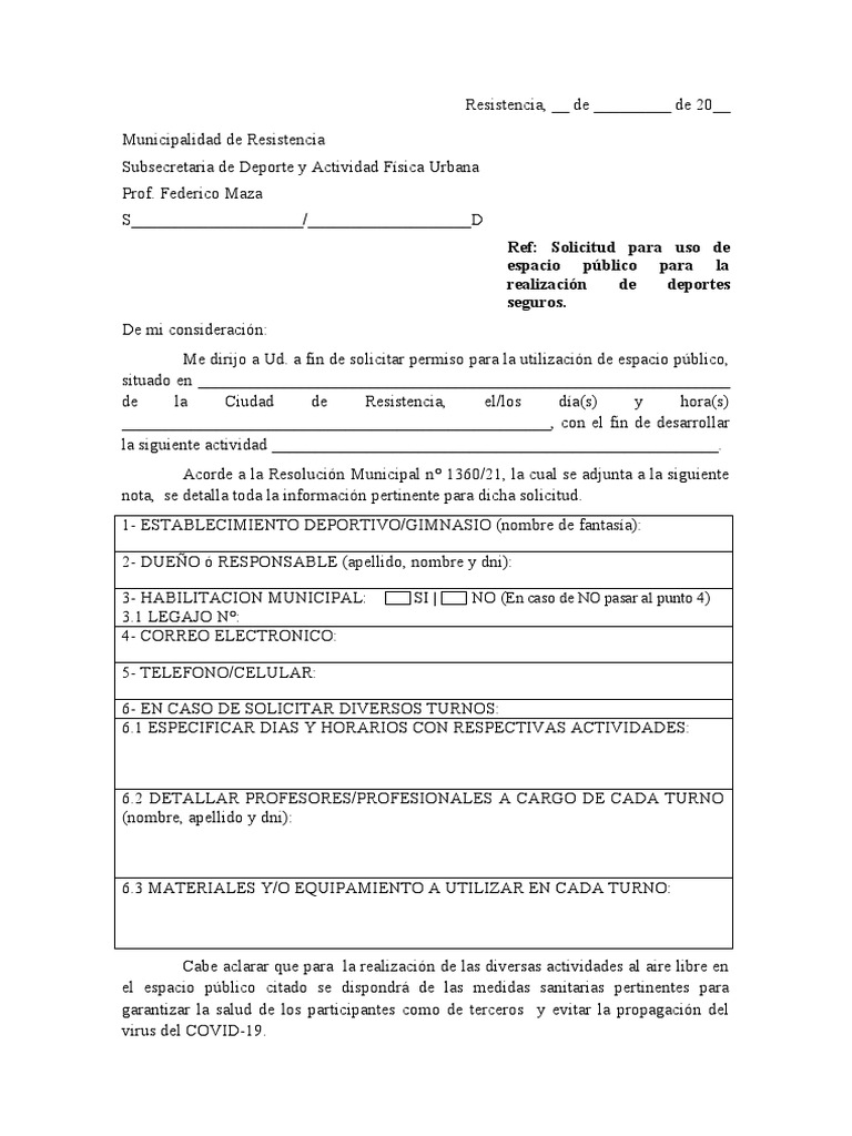 Nota Modelo Permiso de Uso Espacio Publico | PDF Nota Modelo Permiso de Uso Espacio Publico | PDF