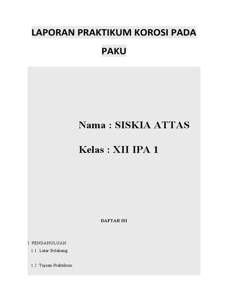 Laporan Praktikum Korosi Pada Paku | PDF