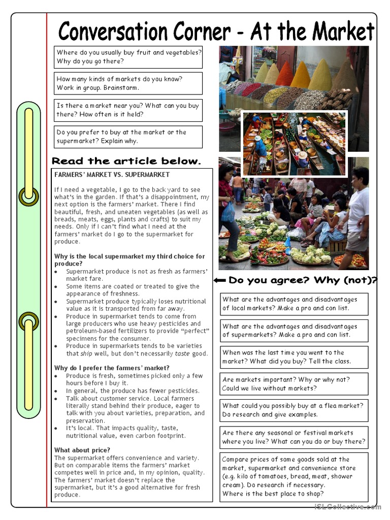 Conversation Corner - at The Market | PDF | Supermarket | Farmers' Market