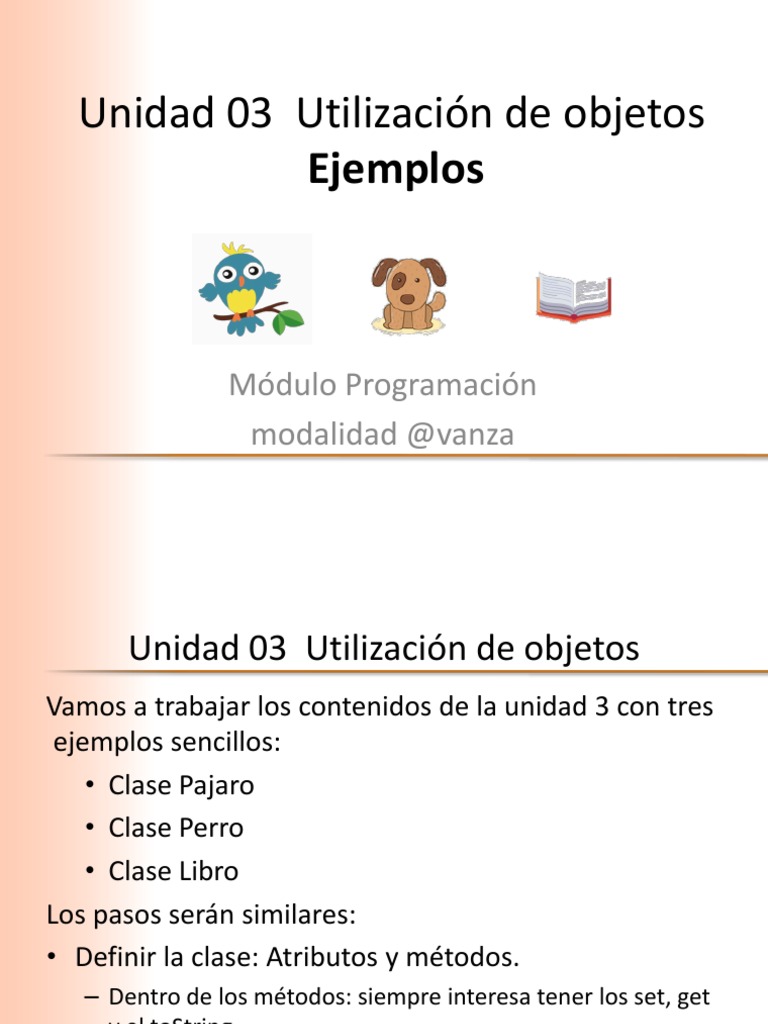 Unidad 03 Ejemplos de Objetos | PDF | Constructor (Programación Orientada a Objetos) | Programación