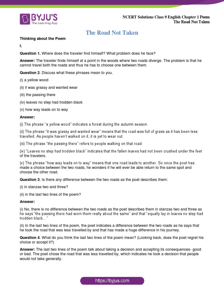 Chapter 1 (The Road Not Taken) | PDF | Language Arts & Discipline