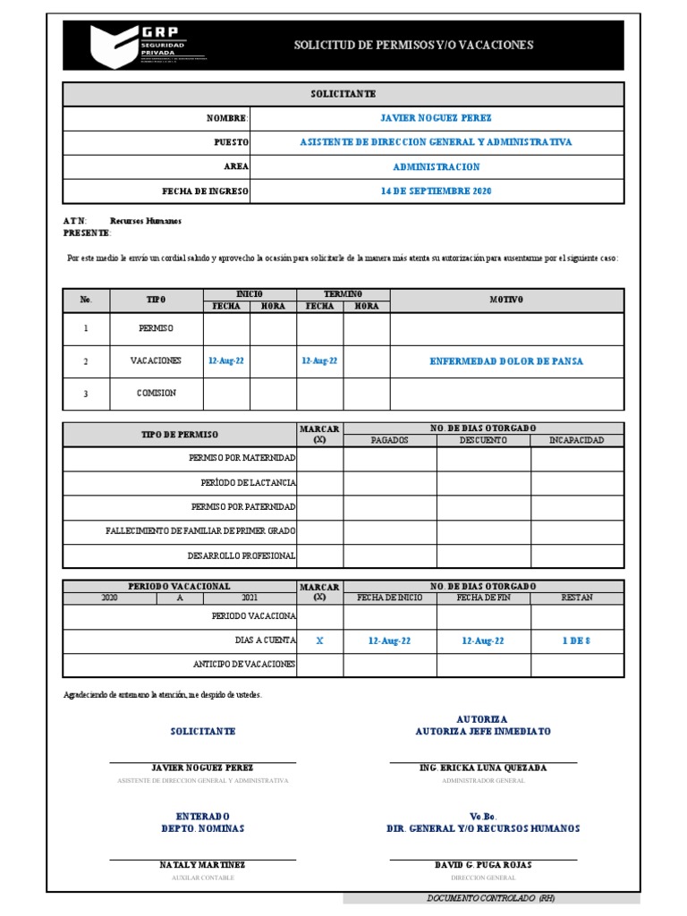 Formato de Permisos | PDF