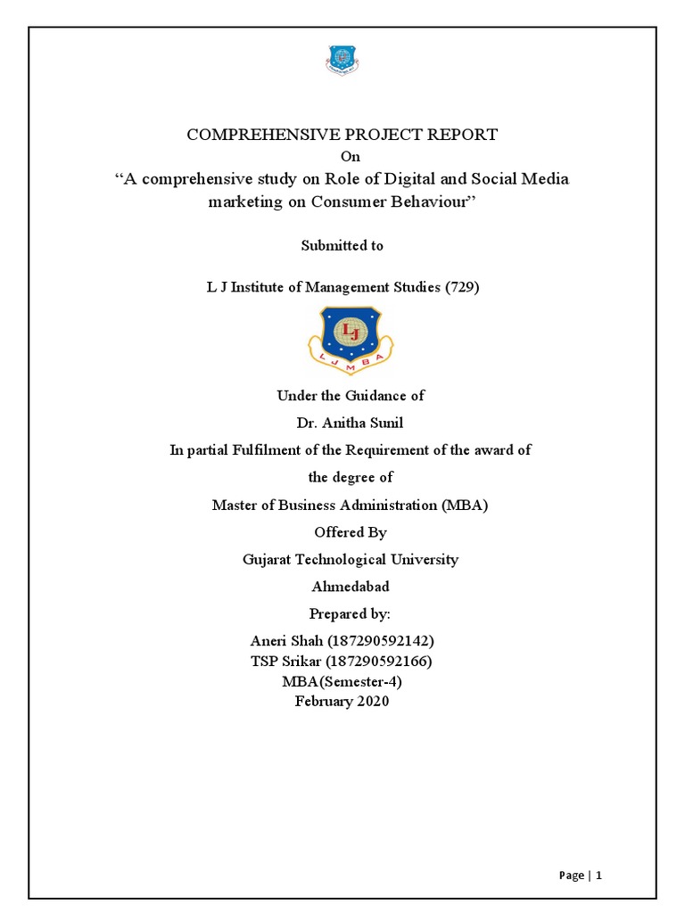 COMPREHENSIVE_PROJECT_REPORT_A_comprehen.docx | PDF | Popular Culture & Media Studies | Social Media