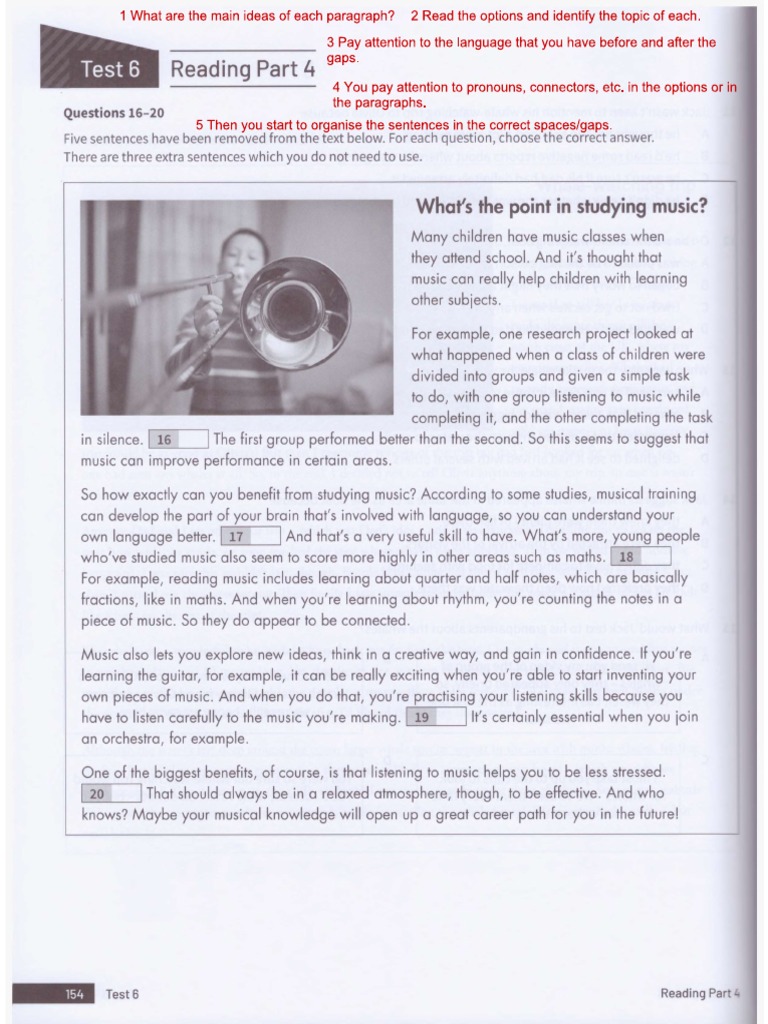 Reading Gapped Text Importance Music B1 | PDF