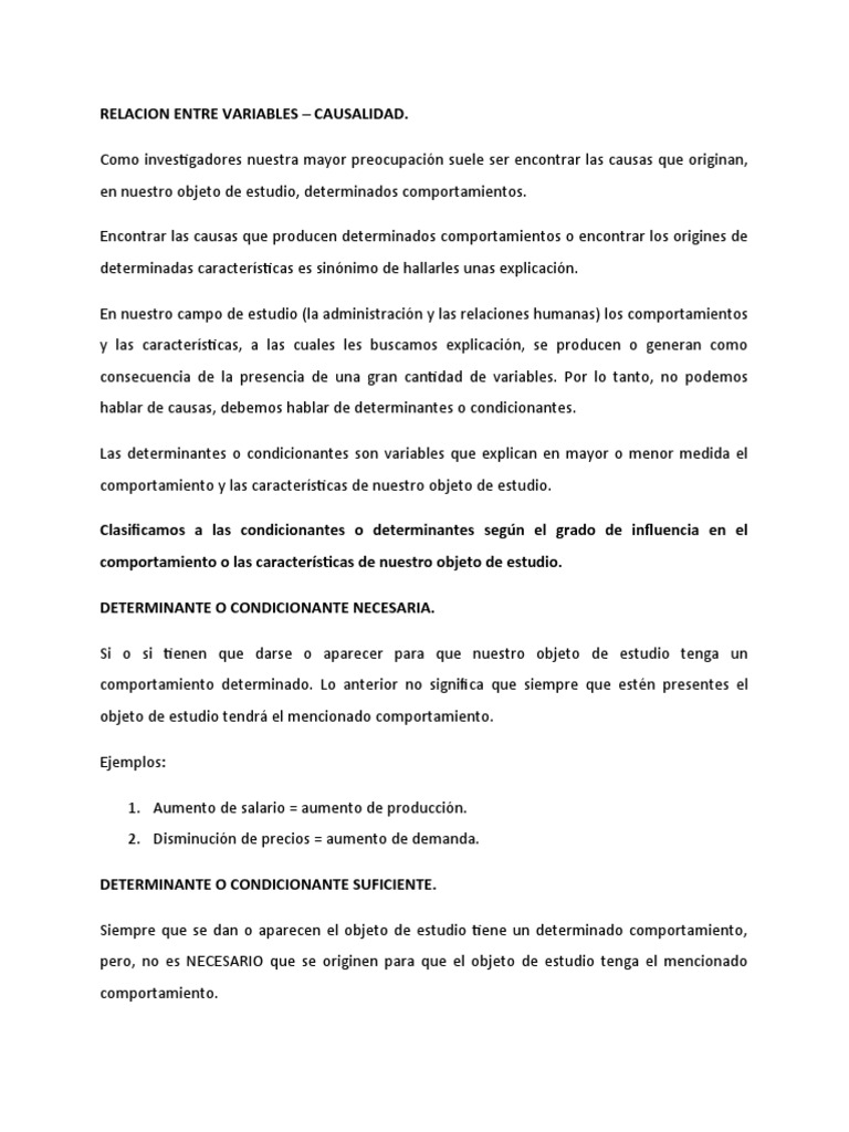 RELACION ENTRE VARIABLES (CAUSALIDAD) - Metodologia II - 2021 | PDF