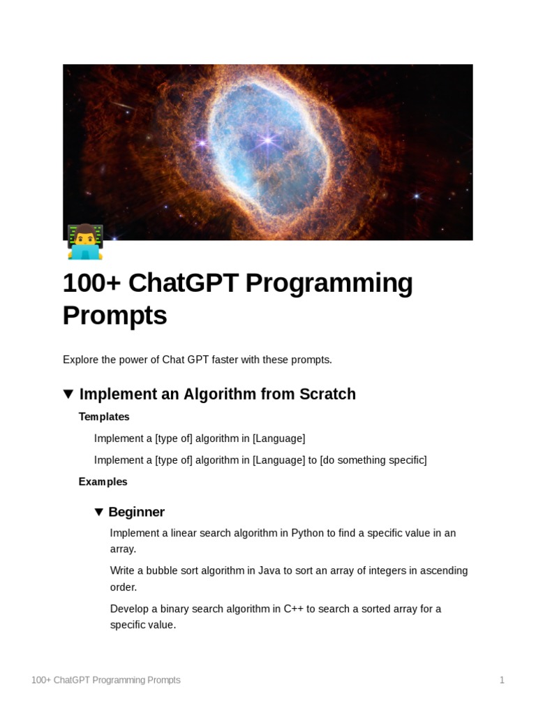 100 ChatGPT Programming Prompts PDF | PDF