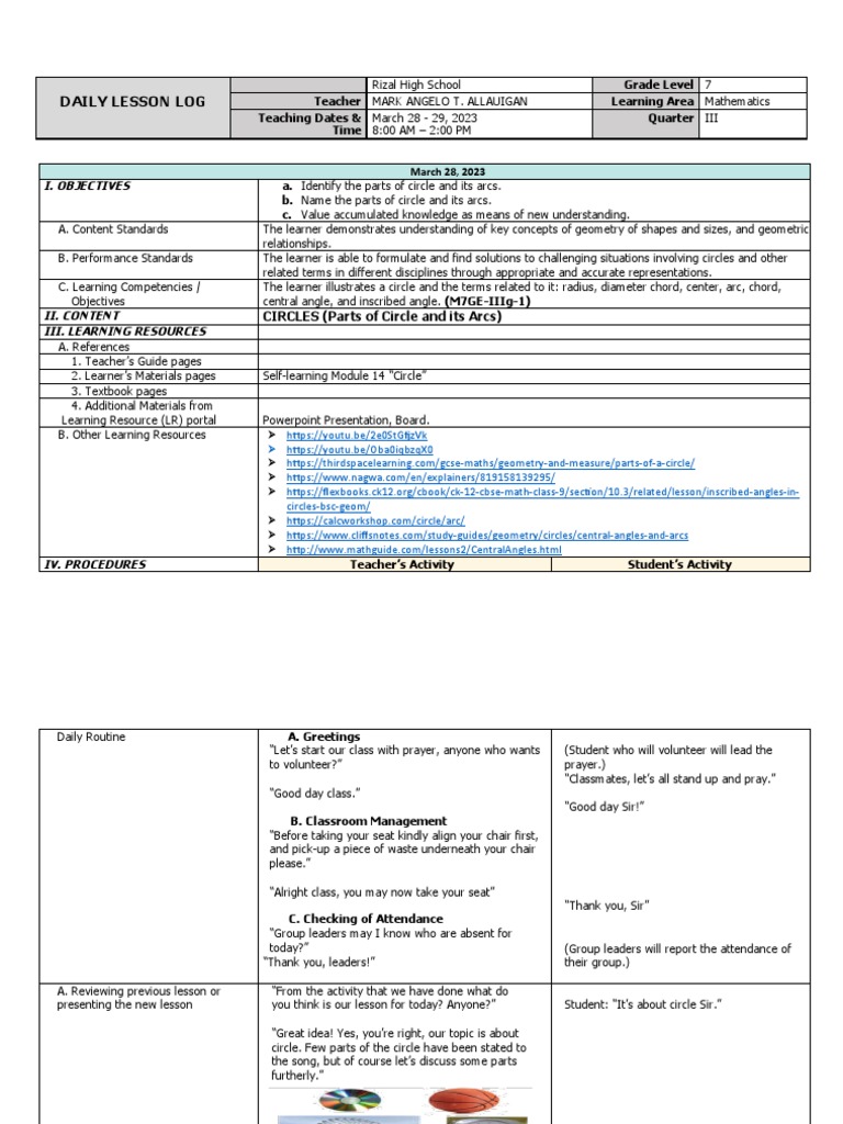 DLP Circle and Its Arc | PDF | Circle | Geometry