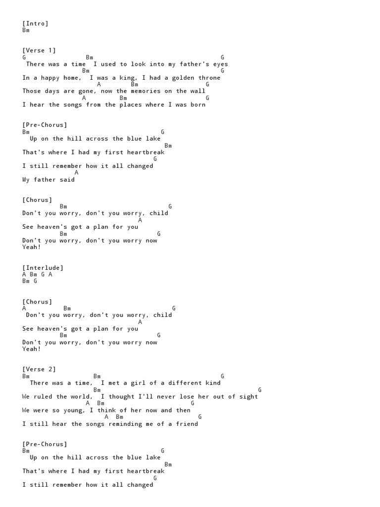 Don't You Worry Child | Download Free PDF | Song Structure | Songs
