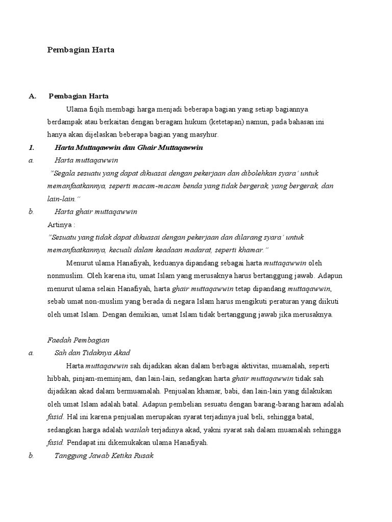 Contoh Harta Mitsli dan Qimi | PDF | Filsafat | Agama & Spiritualitas