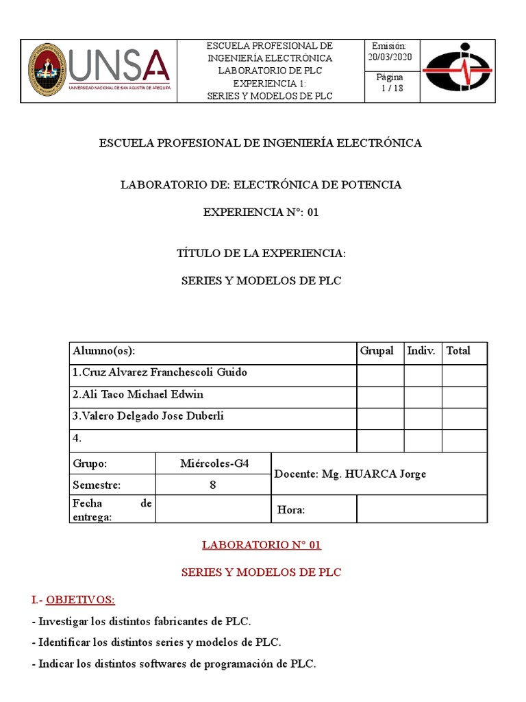 Lab01 - Serie y Modelos de PLC | PDF