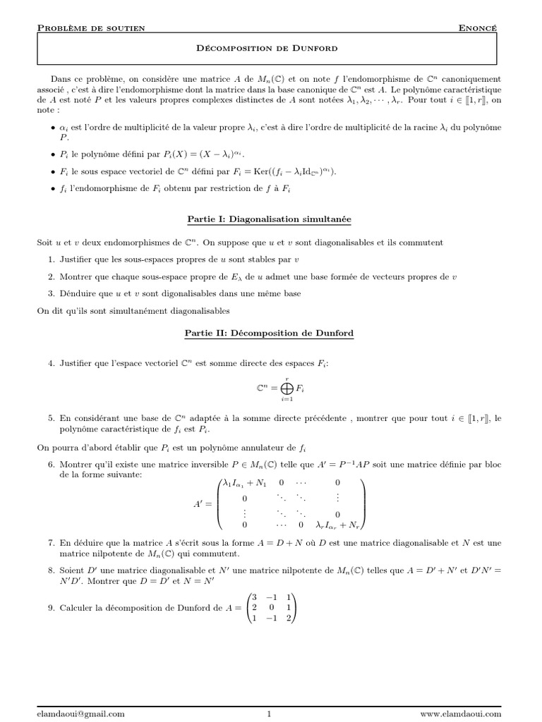 Dunford | PDF | Valeur propre, vecteur propre et espace propre ...