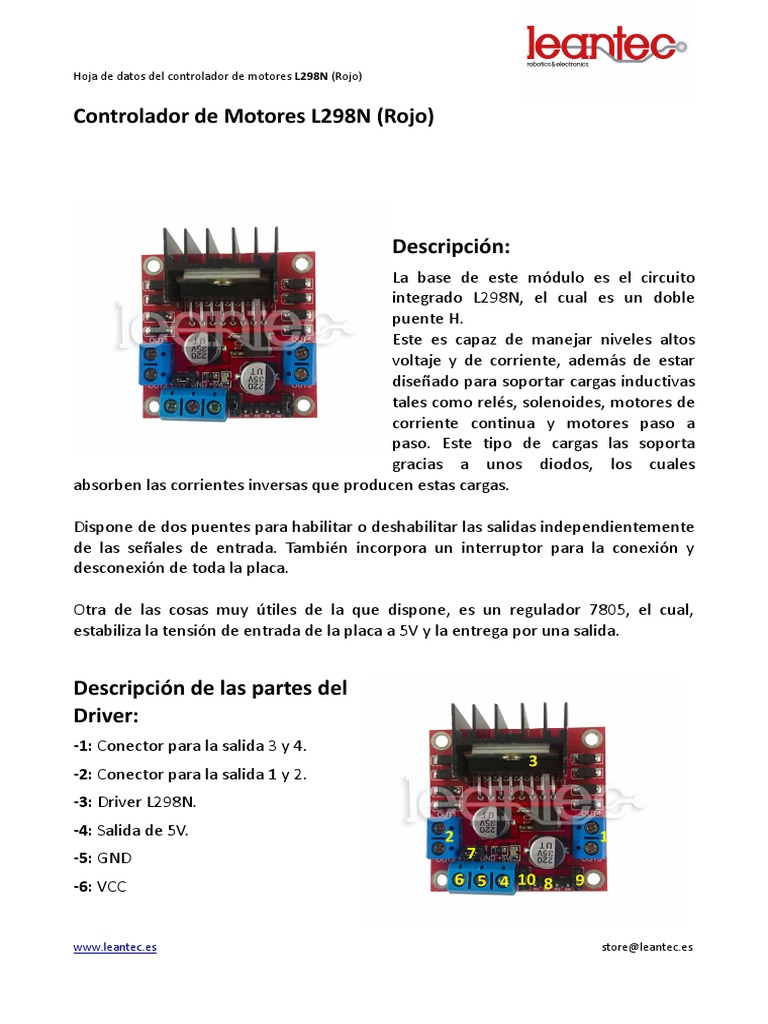 LEANTEC Documentacion L298N Rojo | PDF | Electrónica | Ciencias fisicas
