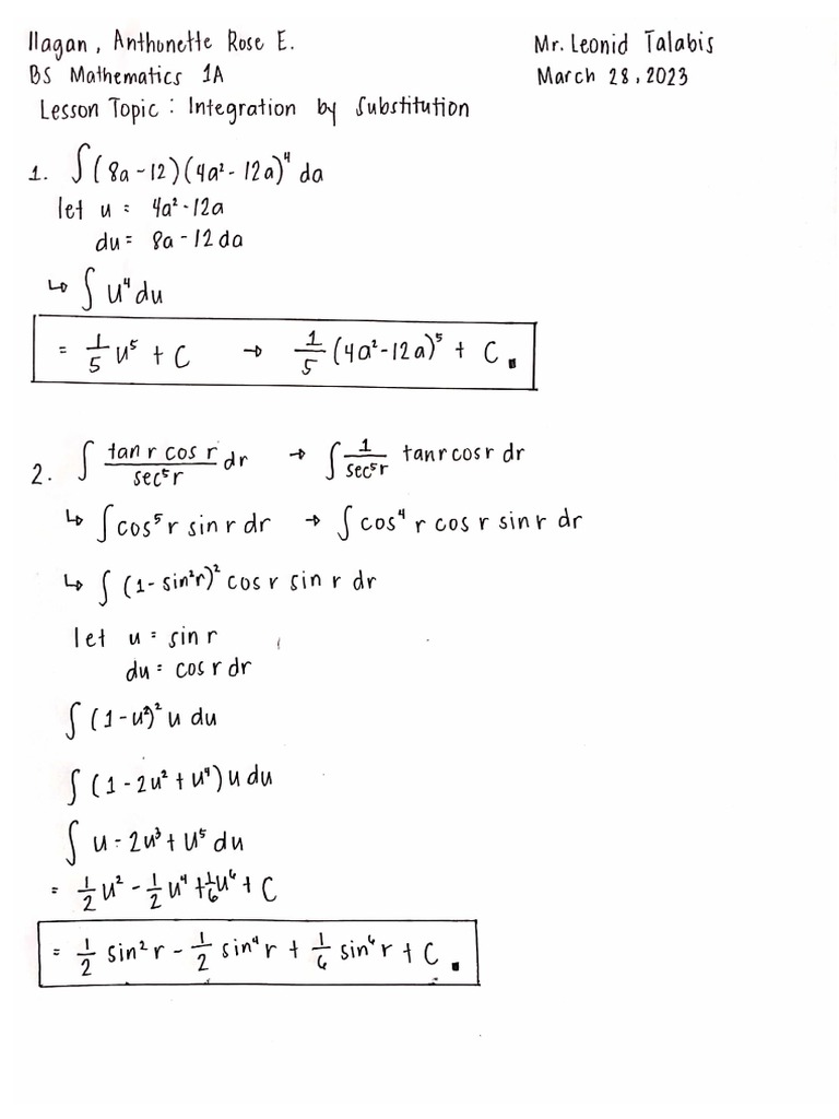 Integration by Substitution | PDF