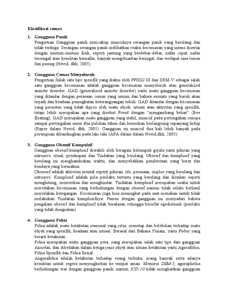Klasifikasi Cemas | PDF | Pengembangan Diri