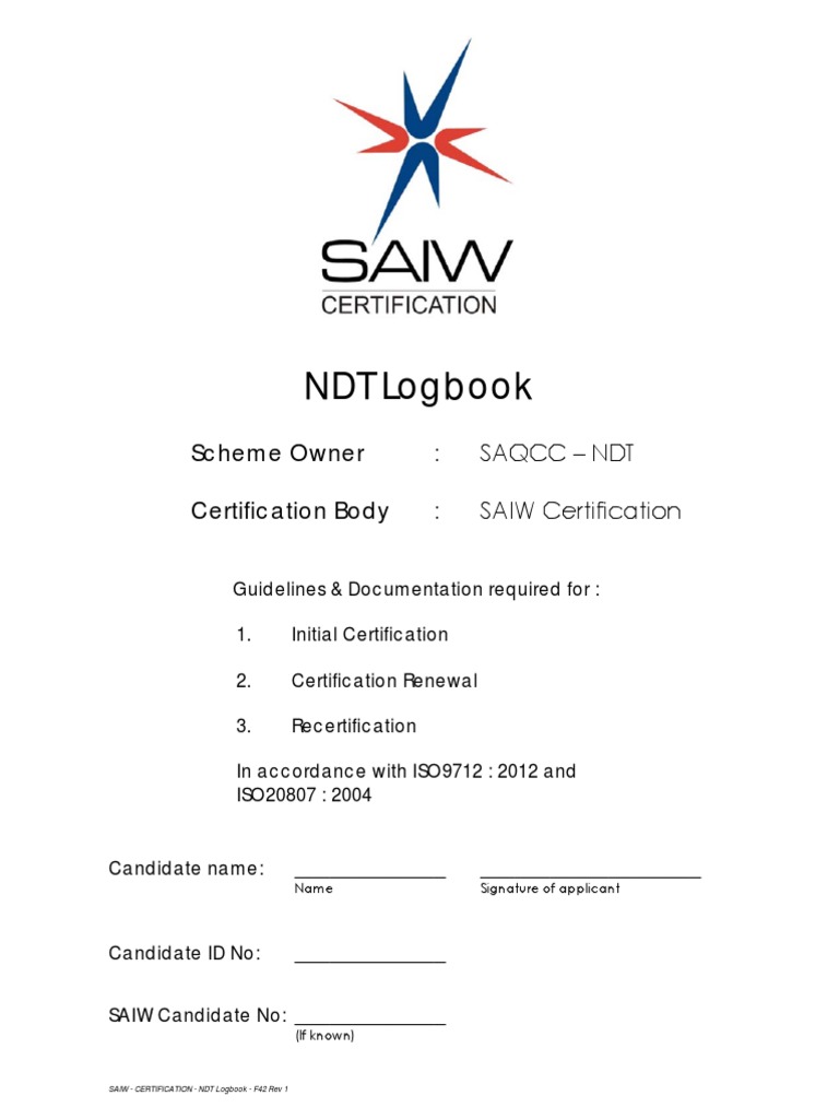 NDT Certification Logbook Guide | PDF | Nondestructive Testing ...
