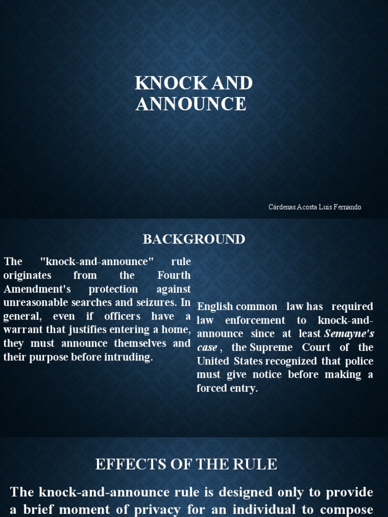 Knock and Announce | PDF | Search And Seizure | Legal Action