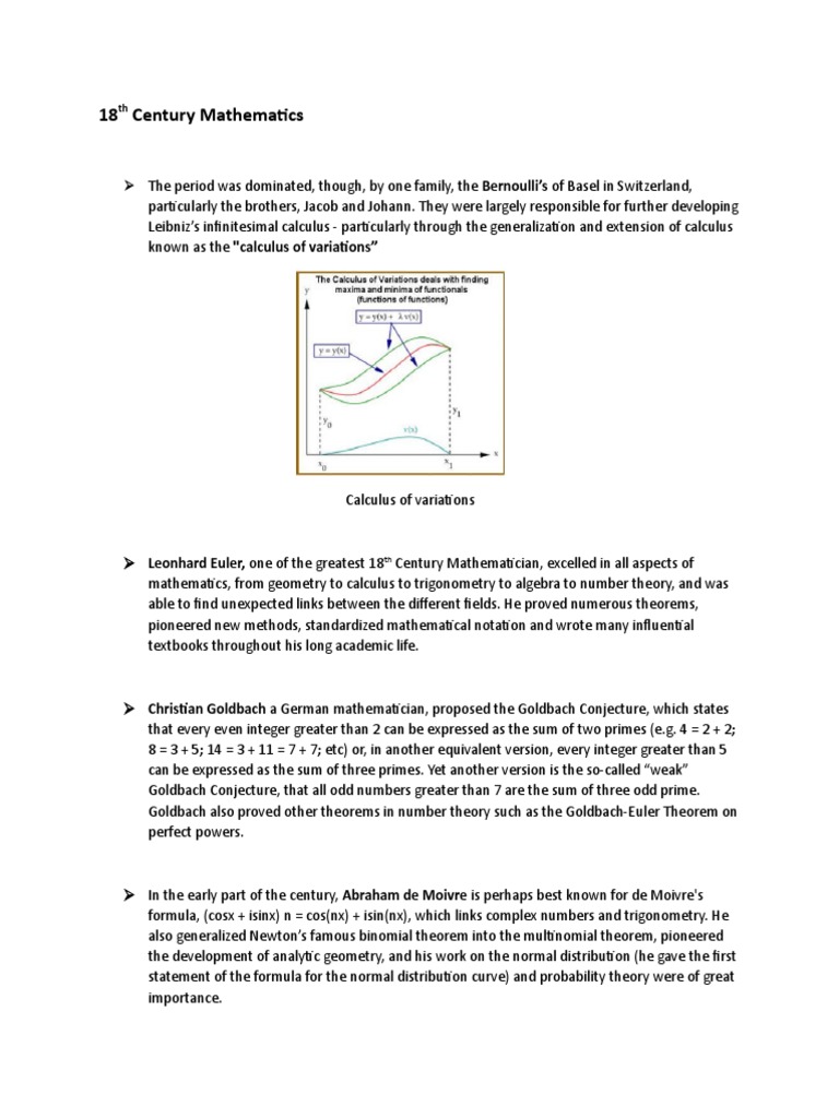 Key Figures in 18th Century Mathematics | PDF | Teaching Mathematics ...