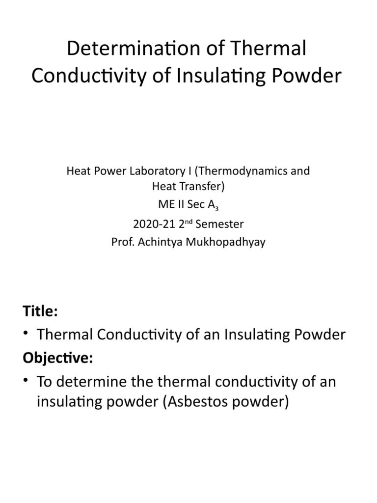 Determination of Thermal Conductivity of Insulating Powder | PDF ...