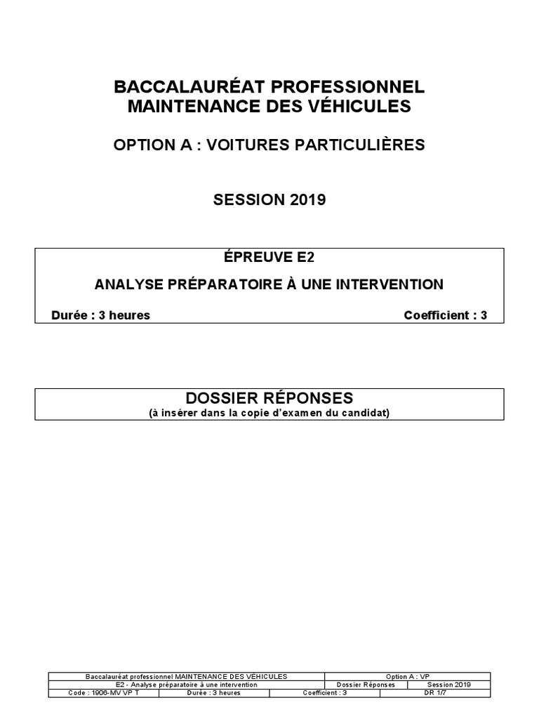 BP MV 2019 Dossier Reponses | PDF