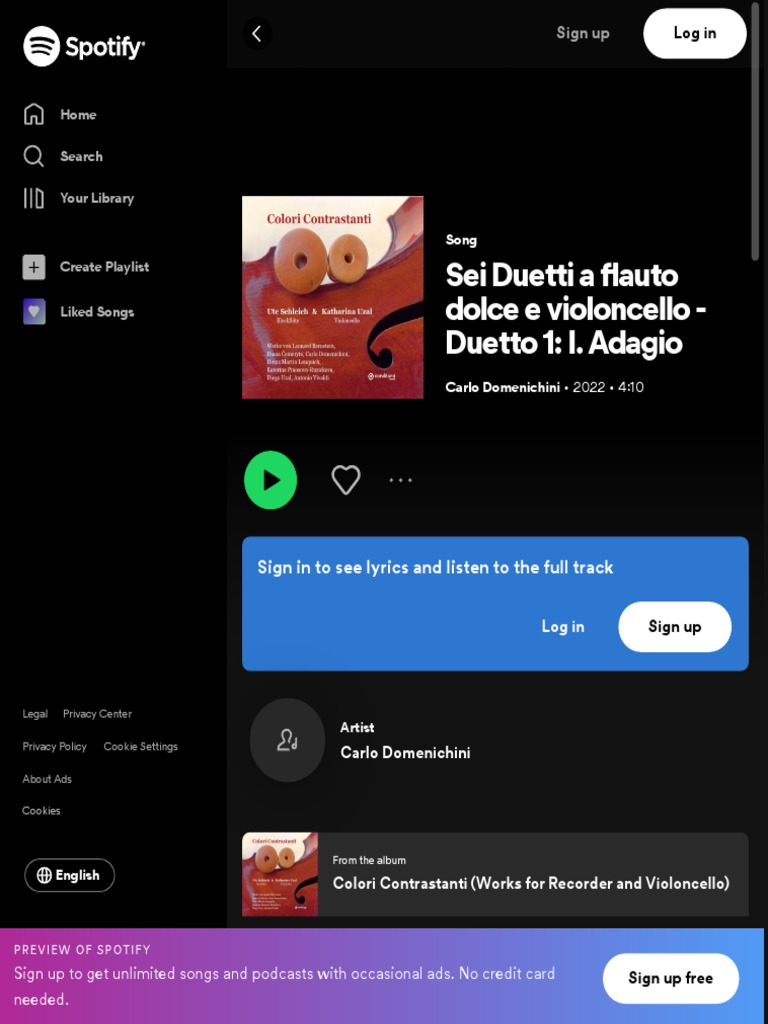 Sei Duetti A Flauto Dolce e Violoncello - Duetto 1 I. Adagio - Song and Lyrics by Carlo ...