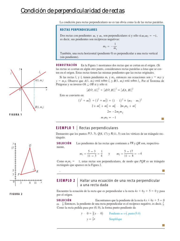 Condicion de Perpendicularidad de Rectas | PDF