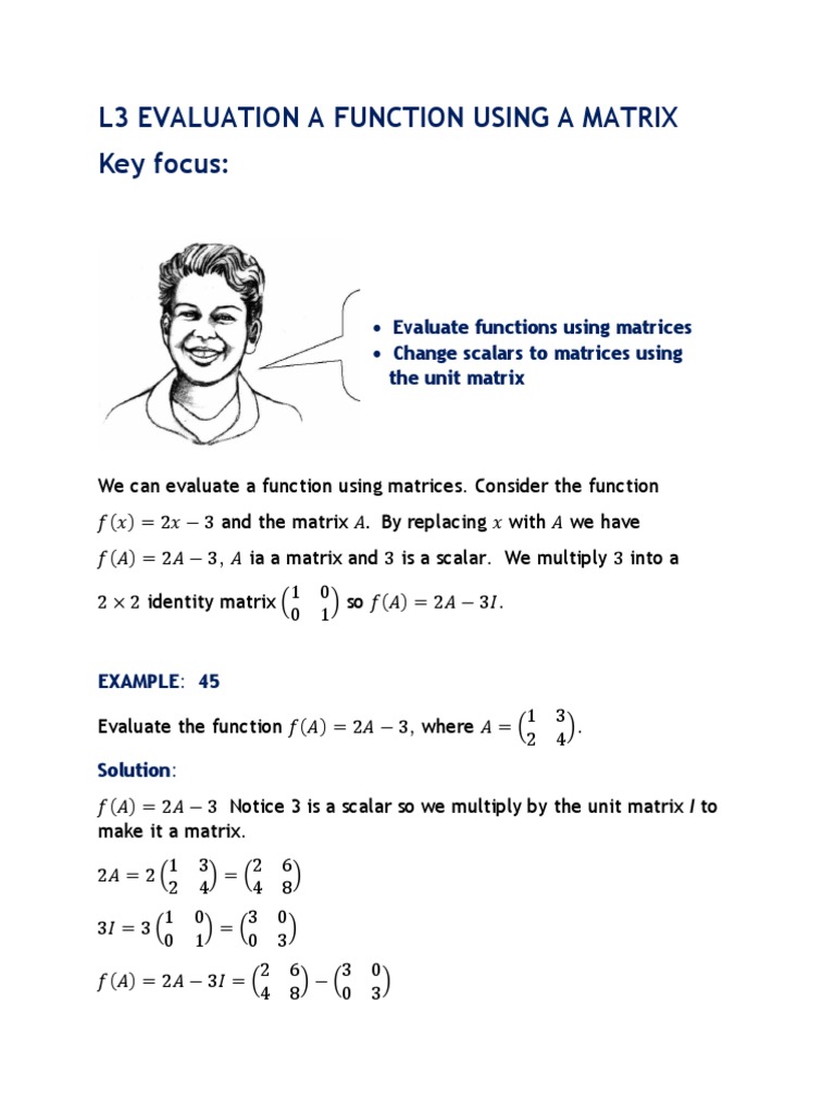 L3 Evaluation A Function Using A Matrix-1 | PDF | Matrix (Mathematics) | Mathematical Concepts