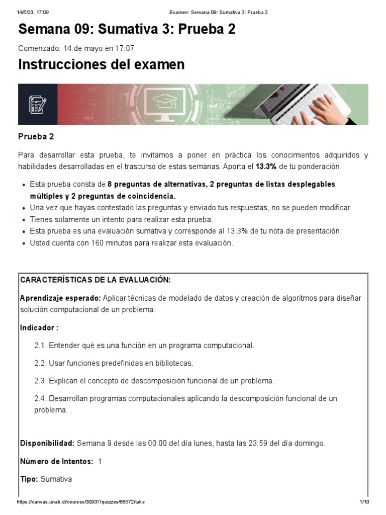 Examen - Semana 09 - Sumativa 3 - Prueba 2 | PDF | Python (lenguaje de programación ...