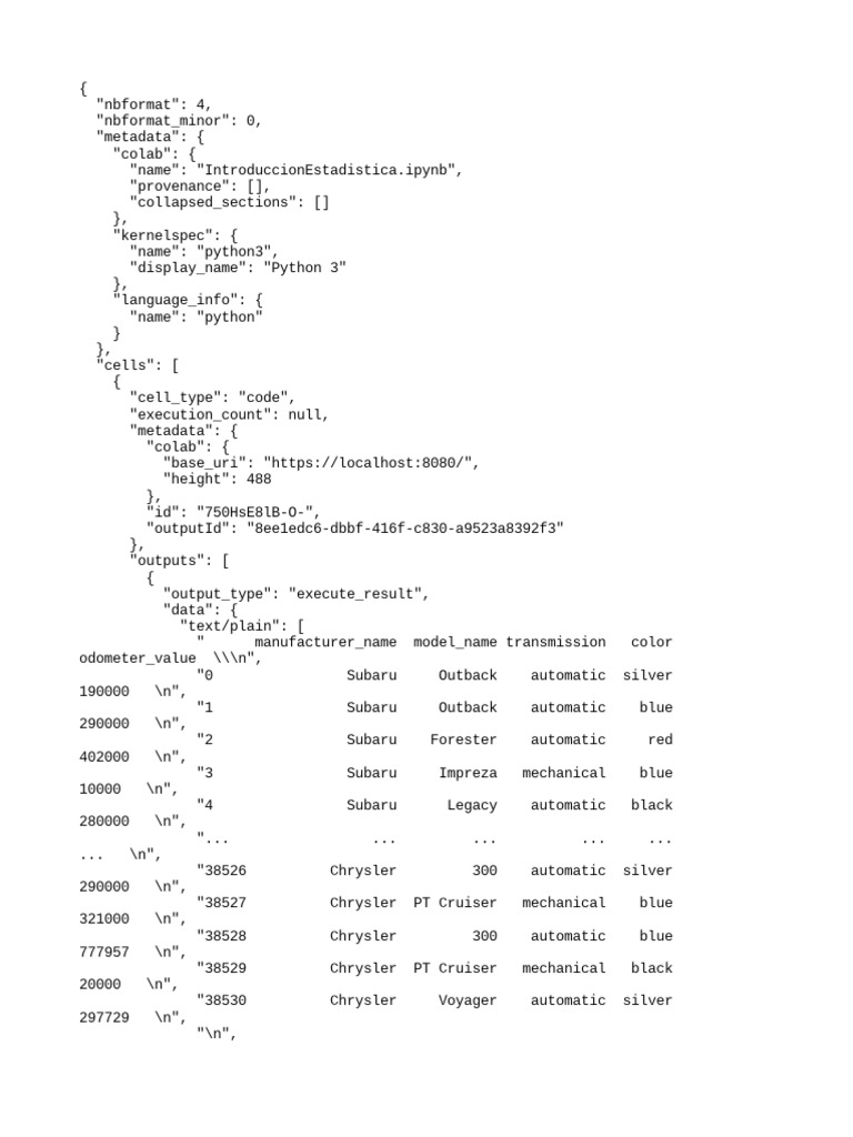 Estadistica Descriptiva 2.ipynb | PDF | Motor Vehicle | Car