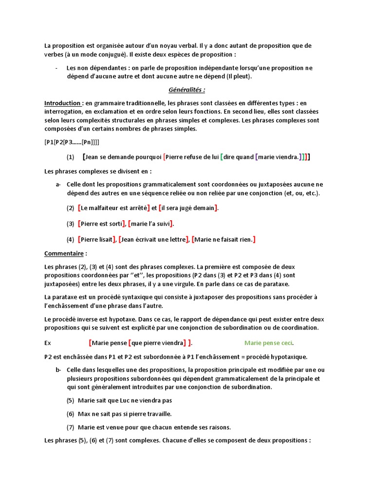 Types de propositions en grammaire | PDF | Clause | Phrase
