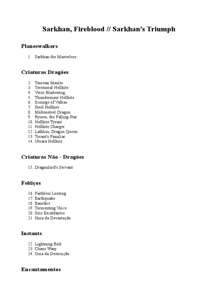 Sarkhan, Fireblood - Sarkhan's Triumph | PDF