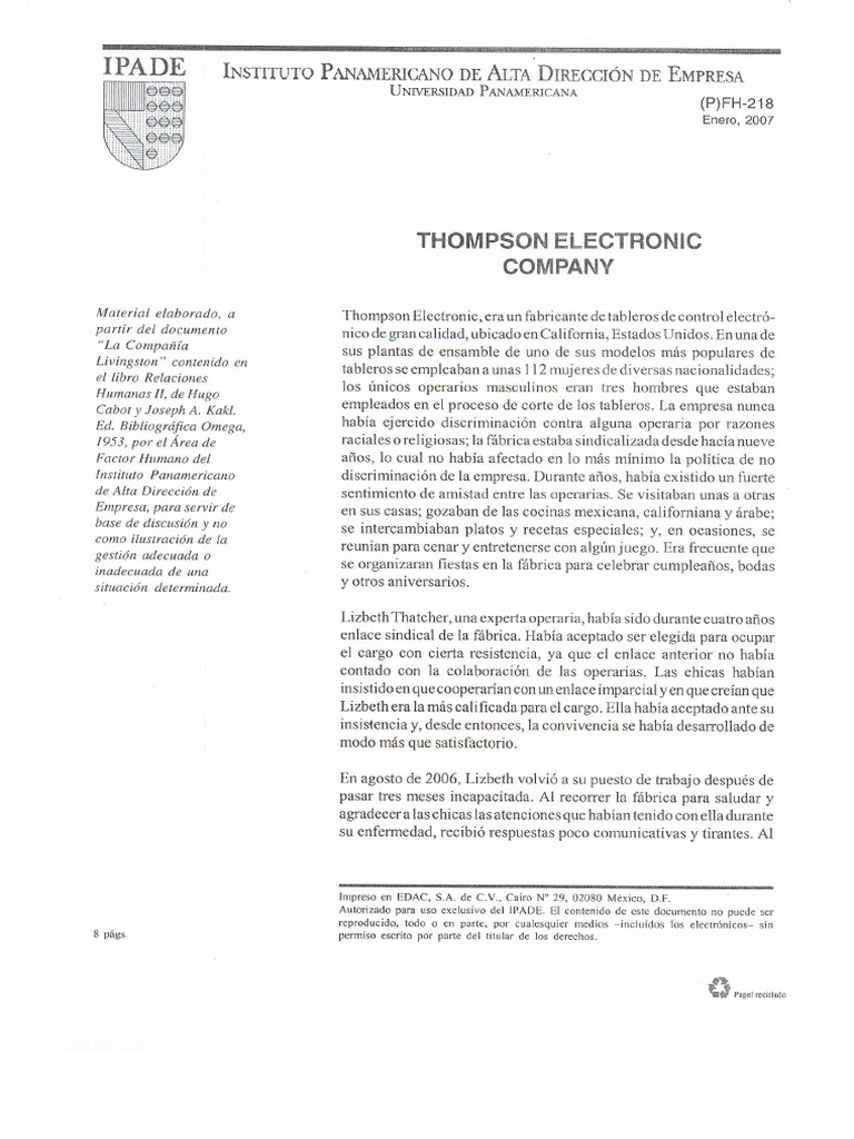 Thompson Electronic Company PDF | PDF