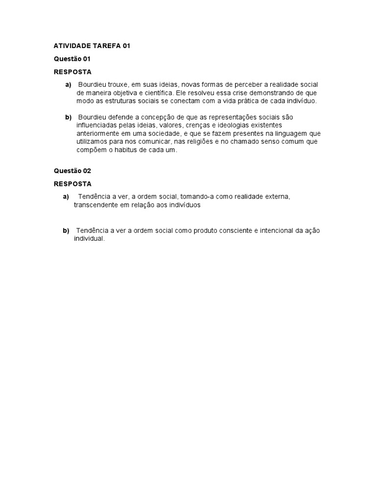Atividade Tarefa 01 | PDF
