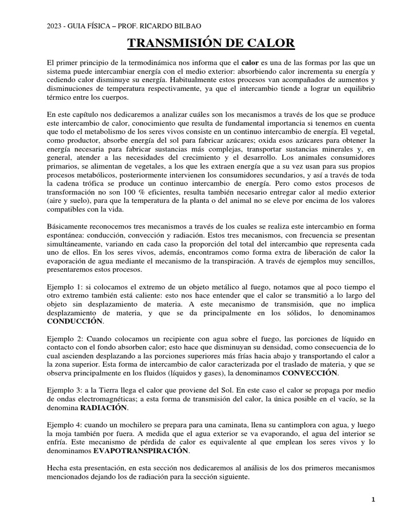 TRANSMISIÓN DE CALOR (Nivel Universitario) | PDF | Conduccion termica | Calor