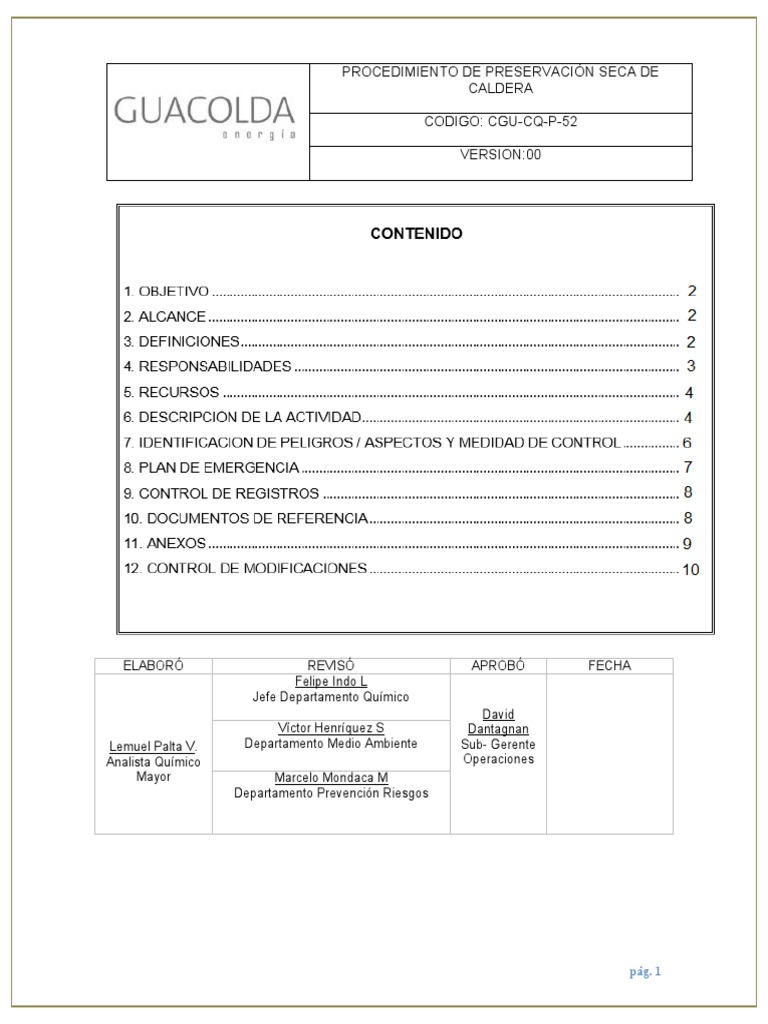 CGU-CQ-P-52 Preservacion Seca de Caldera Rev MA 20220827 | PDF