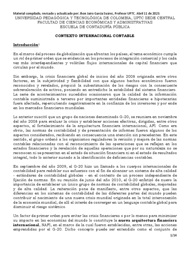Introduccion Contexto Internacional Contable | PDF | normas ...