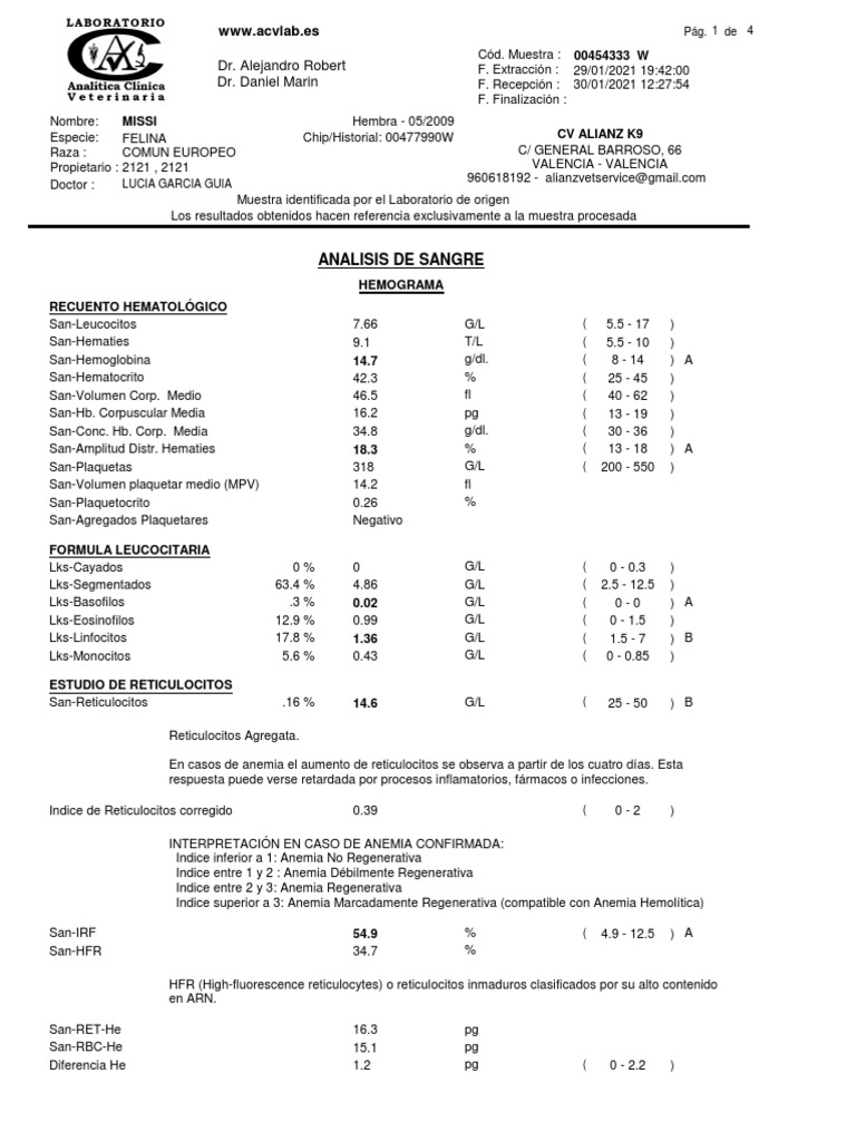 Analisis de Sangre | PDF | Hematología | Inmunología Analisis de Sangre | PDF | Hematología | Inmunología