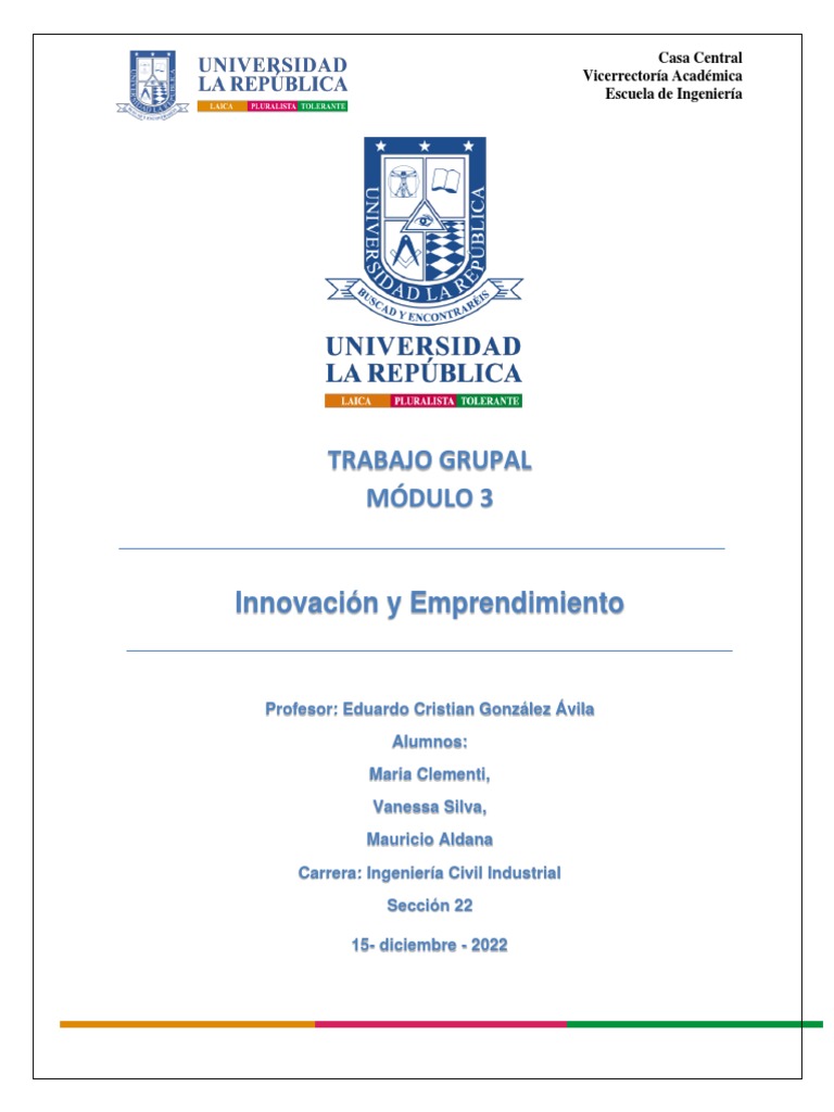 TRABAJO GRUPAL MODULO 3 INNOVACION Y EMPRENDIMIENTO Vanessa Silva ...