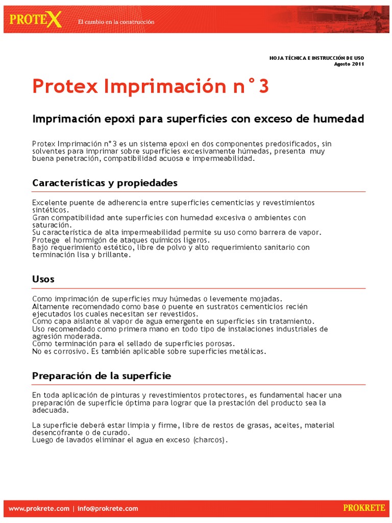 Hoja Técnica de Producto Protex Imprimación Nro 3 | PDF