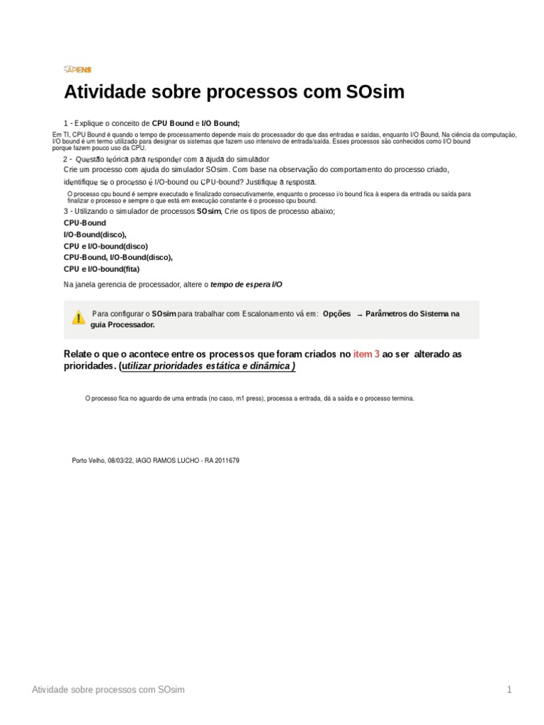 Atividade SOsim | PDF