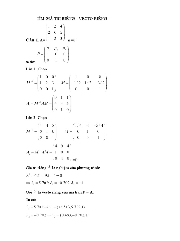 Tìm giá trị riêng-vecto riêng. bt18.4 | PDF