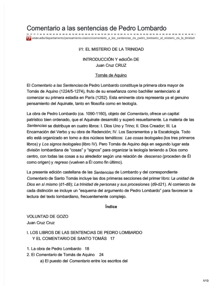 Santo Tomás de Aquino - Comentario A Las Sentencias de Pedro Lombardo ... Santo Tomás de Aquino - Comentario A Las Sentencias de Pedro Lombardo ...