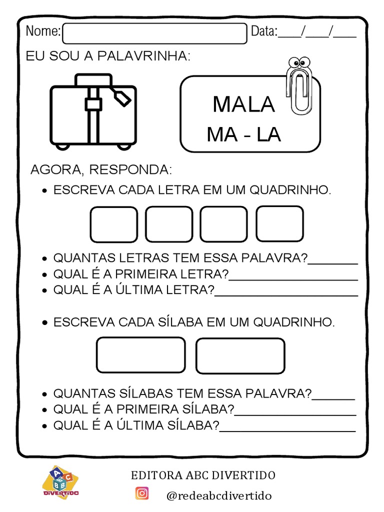 Sequencia Letra M Cabe Na Mala Palavra Do Dia | PDF