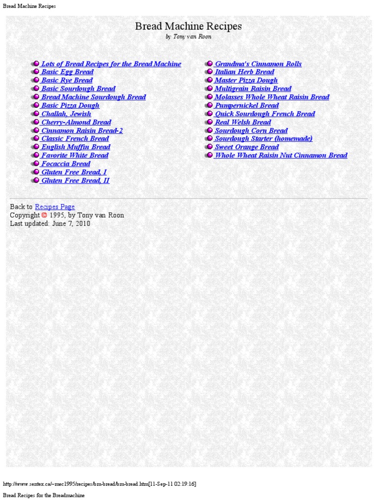 Bread Machine Recipes | PDF | Breads | Dough