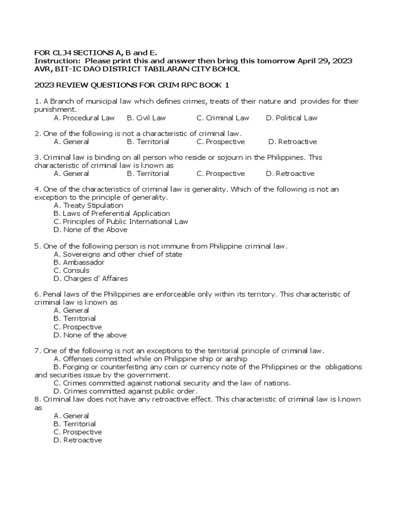 Criminal Law Review for Students | PDF | Politics | Social Science