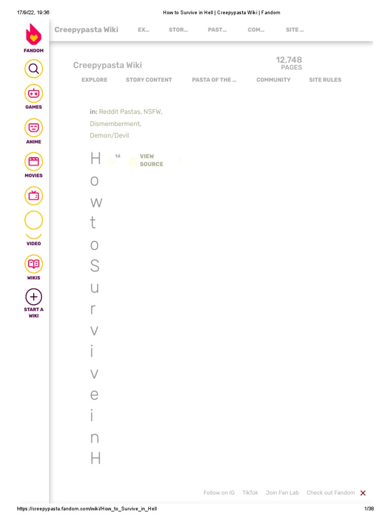 How To Survive in Hell - Creepypasta Wiki - Fandom PDF | PDF | Fandom