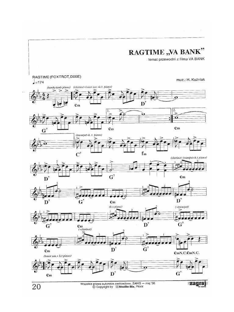 Ragtime Vabank Klavier | PDF