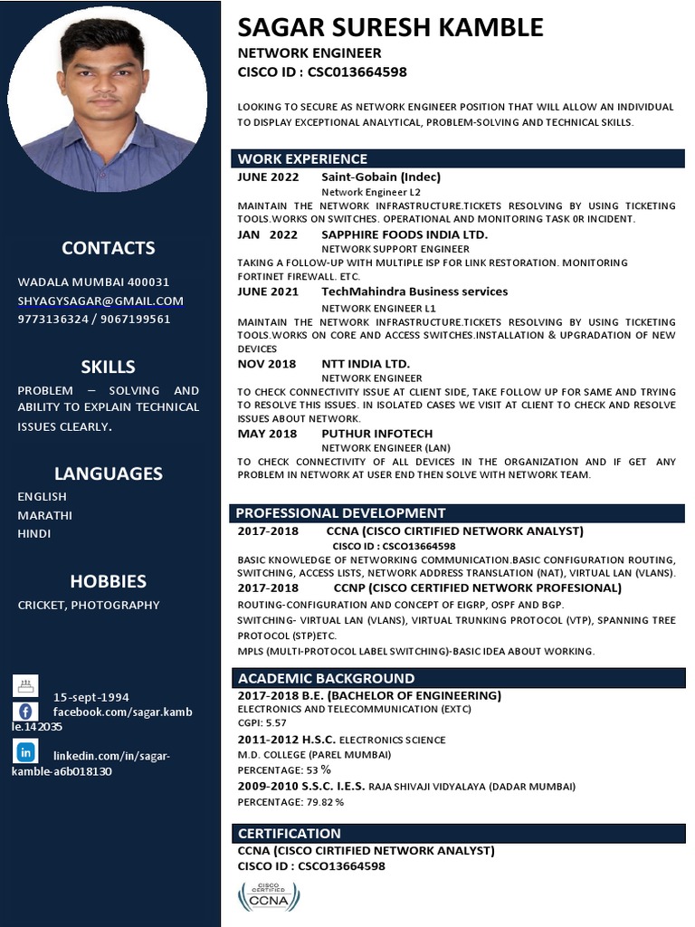 Sagar Kamble Resume | PDF
